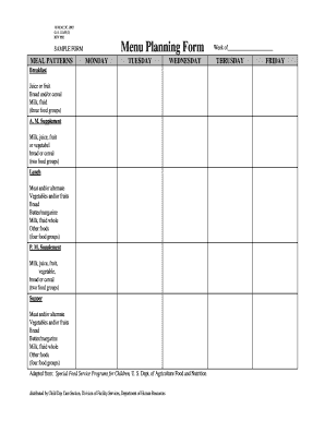 Fillable Online Menu Planning Form Fax Email Print - pdfFiller