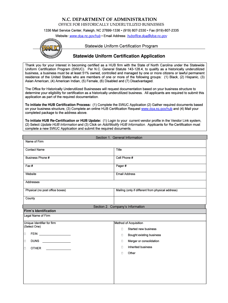 Fillable Online Statewide Uniform Certification Program Fax Email Print - pdfFiller