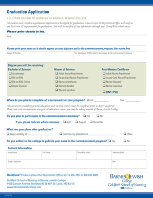 Fillable Online Graduation Application - Goldfarb School of Nursing at ...