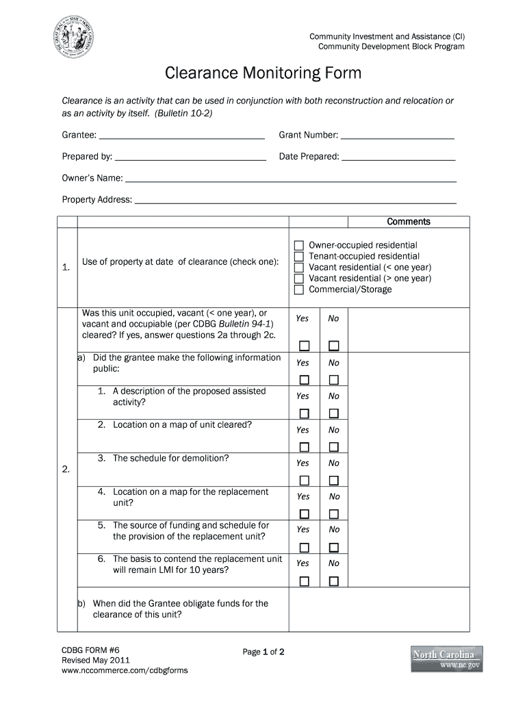 Fillable Online Community Development Block Program Clearance ...