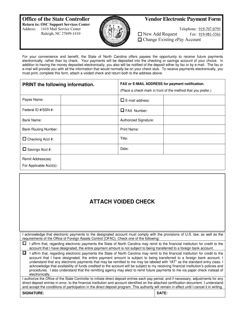 Fillable Online Vendor Electronic Payment Form Fax Email Print - pdfFiller