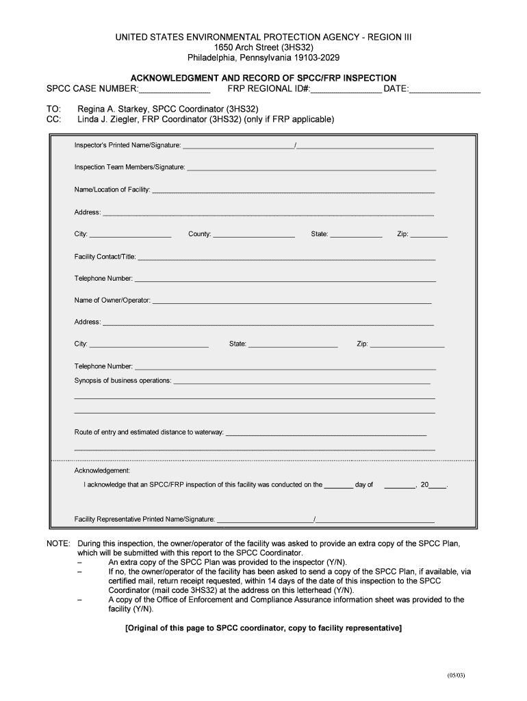 Fillable Online SPCC/FRP Inspection Record Fax Email Print - pdfFiller