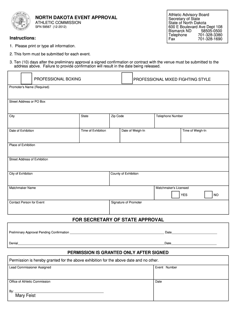 Fillable Online nd 59567 12-12 event approval.xft - State of North Dakota Fax Email Print ...