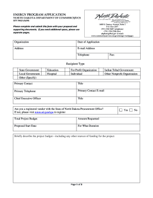 Fillable Online communityservices nd ENERGY PROGRAM APPLICATION Fax ...