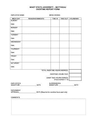 Fillable Online dakotacollege Minot state university bottineau overtime ...