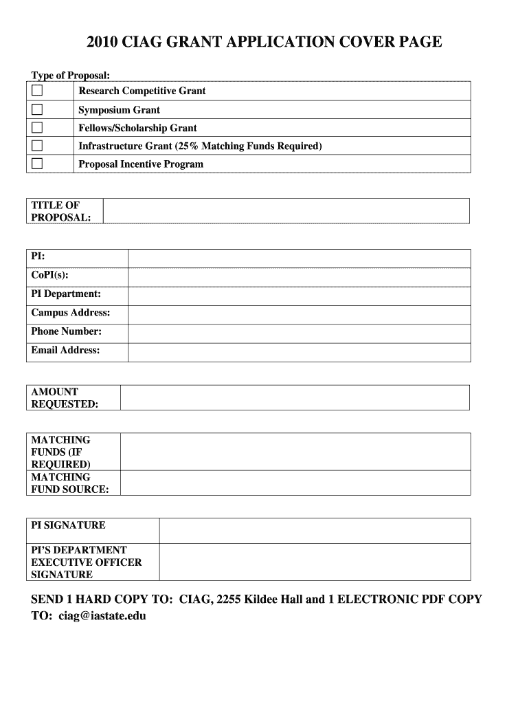 2010 CIAG GRANT APPLICATION COVER PAGE doc: Fill out & sign online | DocHub
