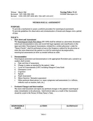 Fillable Online sh lsuhsc Neurological Assessment and Flow Sheet - LSU ...