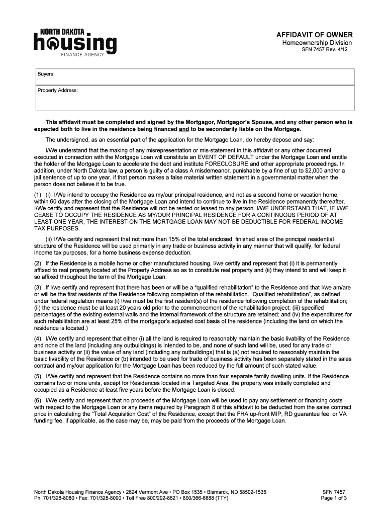 Affidavit of Owner - Blank Fillable Template | Fill Out, Print ...