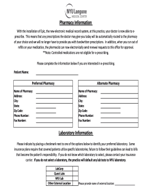 Fillable Online Pharmacy & Lab Information Form Fax Email Print - pdfFiller