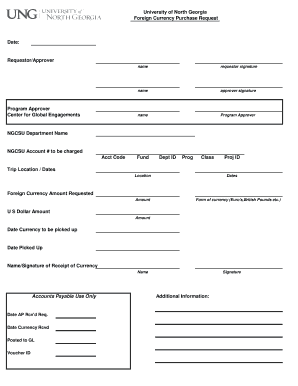 Foreign Currency Request - North Georgia College & State University ...