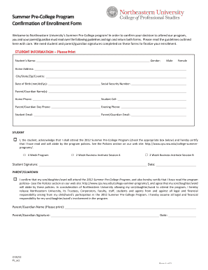 Fillable Online inquiry cps northeastern Summer Pre-?College Program ...