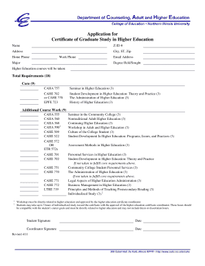 Fillable Online cedu niu Application - NIU - College of Education Fax Email Print - pdfFiller