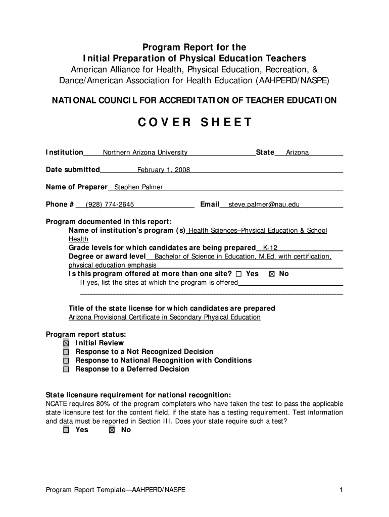 Fillable Online Program Report Template—AAHPERD/NASPE Fax Email Print ...