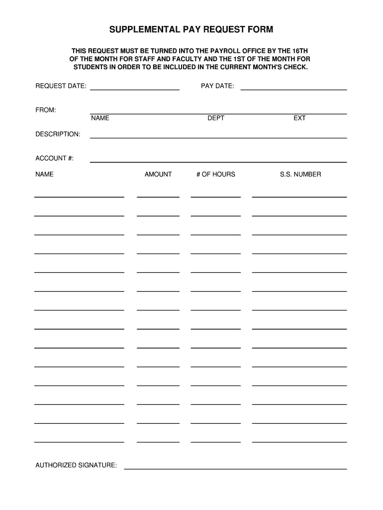Fillable Online Supplemental Pay Request Form Fax Email Print - pdfFiller