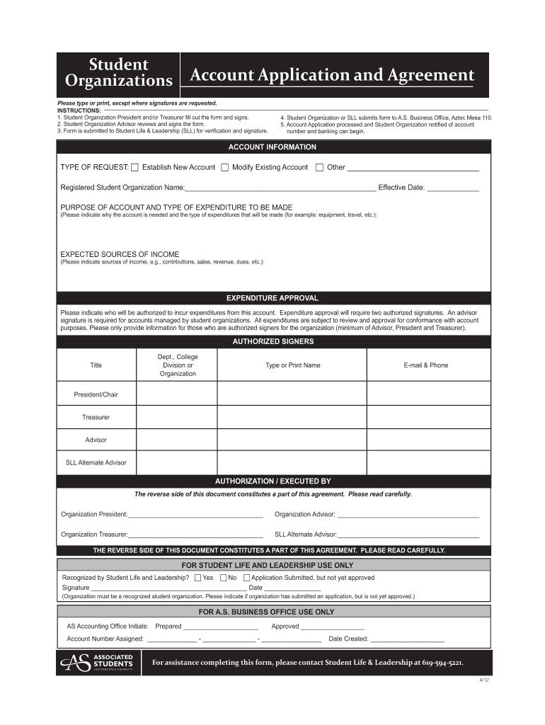 Student Organization Account Application - Student Life - sll sdsu ...