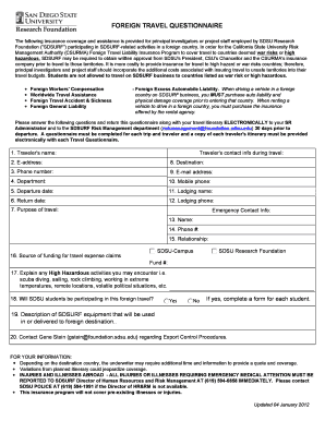 travel questionnaire sample Forms and Templates - Fillable & Printable ...