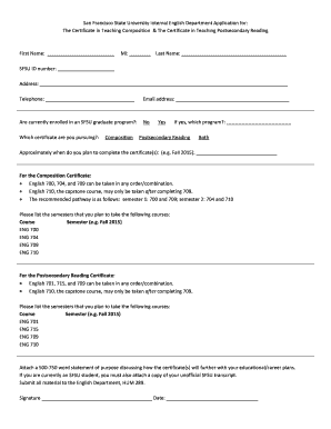 Fillable Online Revised Application for Teaching Composition and ...