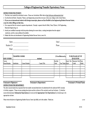 Fillable Online engr sjsu Transfer Equivalency Form pdf Fax Email Print ...