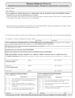 Required For All Research Involving Human Subjects - Fill and Sign ...