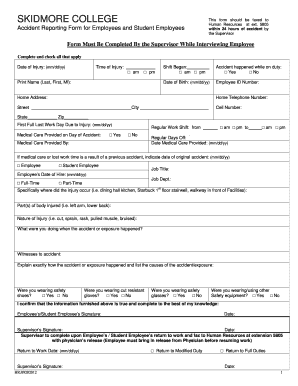 Fillable Online skidmore Accident Reporting Form - Skidmore College ...