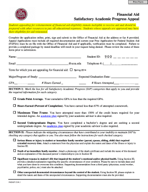 Fillable Online scsu Financial Aid Satisfactory Academic Progress Appeal Application Fax Email ...