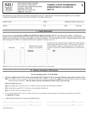 Independent Verification Form - Financial Aid Office - Fill and Sign ...