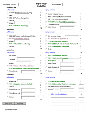 Fillable Online swau Psychology Study Plan Fax Email Print - pdfFiller