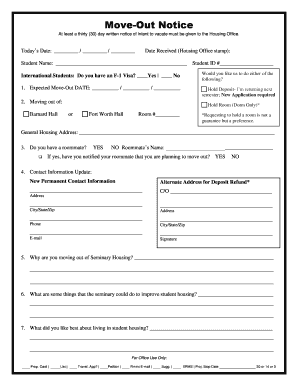 Fillable Online Move-Out Notice Fax Email Print - pdfFiller