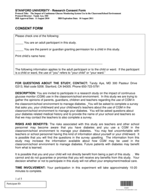 Fillable Online stanford sample consent form - Human Subjects (IRB) Fax ...