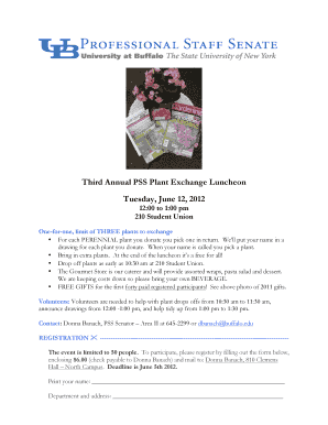 Fillable Online pss buffalo 2012 Third Annual PSS PLANT EXCHANGE - pss ...