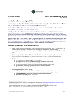 Fillable Online BS Nursing Program Service Learning Guidelines & Forms ...