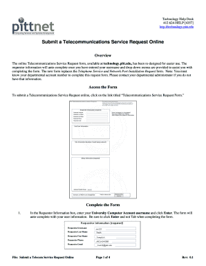 Fillable Online technology pitt Using the Telecom Request Form.doc ...