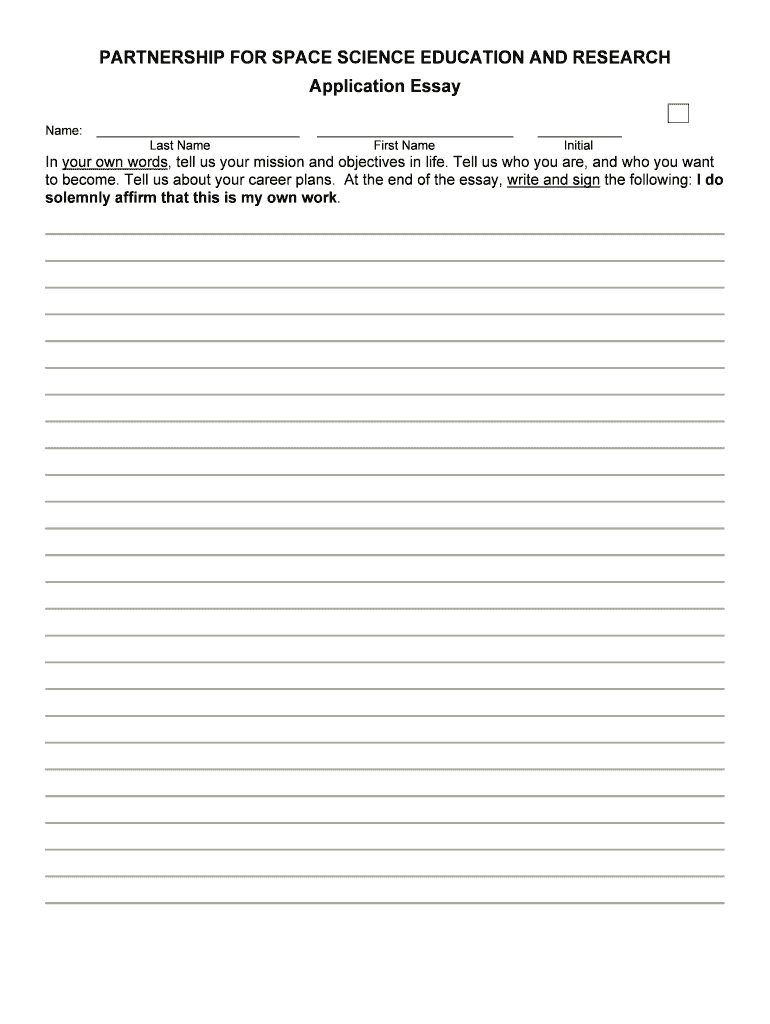 Fillable Online Application Essay Fax Email Print - pdfFiller
