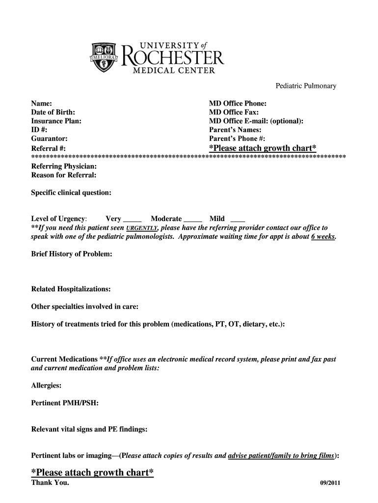 Fillable Online Pediatric Pulmonary Referral Form Fax Email Print ...
