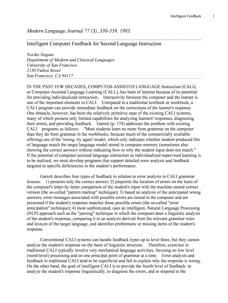 Modern Language Journal 77 - University of San Francisco - usf usfca ...