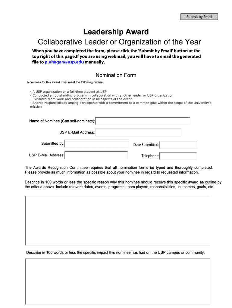 Leadership Award Collaborative Leader or Organization of the Year: Fill ...