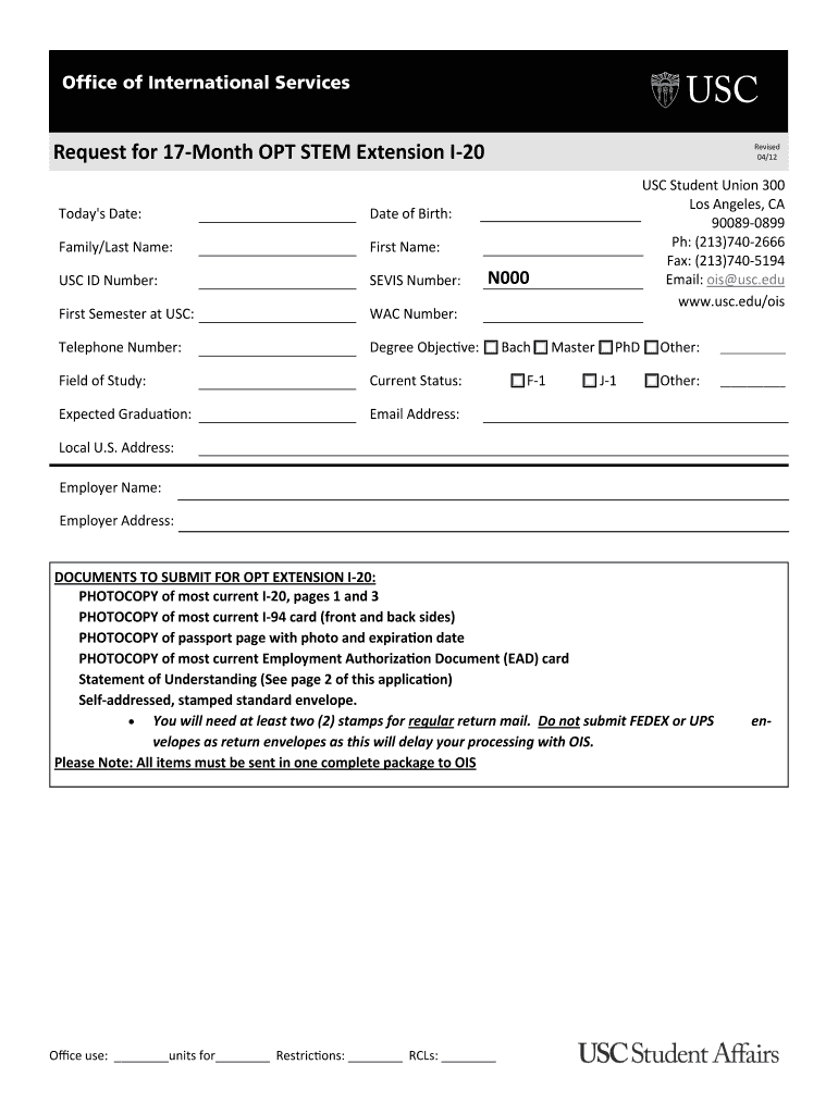 Request for 17-Month OPT STEM Extension I-20: Fill out & sign online | DocHub