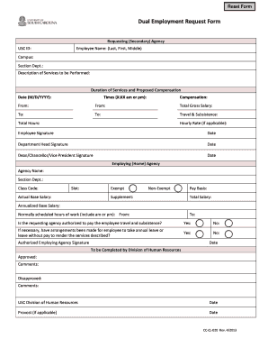 Fillable Online hr sc Dual Employment Request Form - Human Resources ...