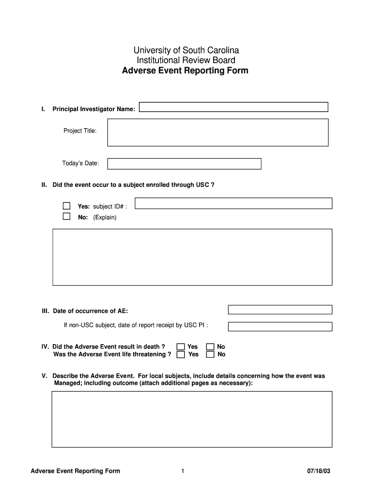 Fillable Online Adverse Event Reporting Form Fax Email Print - pdfFiller