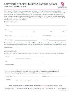 Fillable Online usd usd waive gmat form Fax Email Print - pdfFiller
