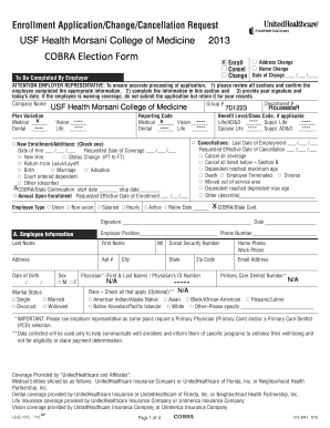 Fillable Online health usf COBRA Enrollment Form - USF Health - health ...