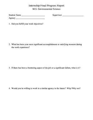 Fillable Online utc Internship Final Progress Report Fax Email Print ...