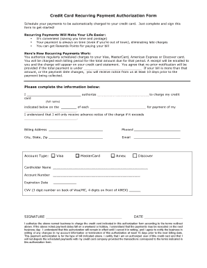 Fillable Online Recurring Credit Card Authorization.doc Fax Email Print - pdfFiller