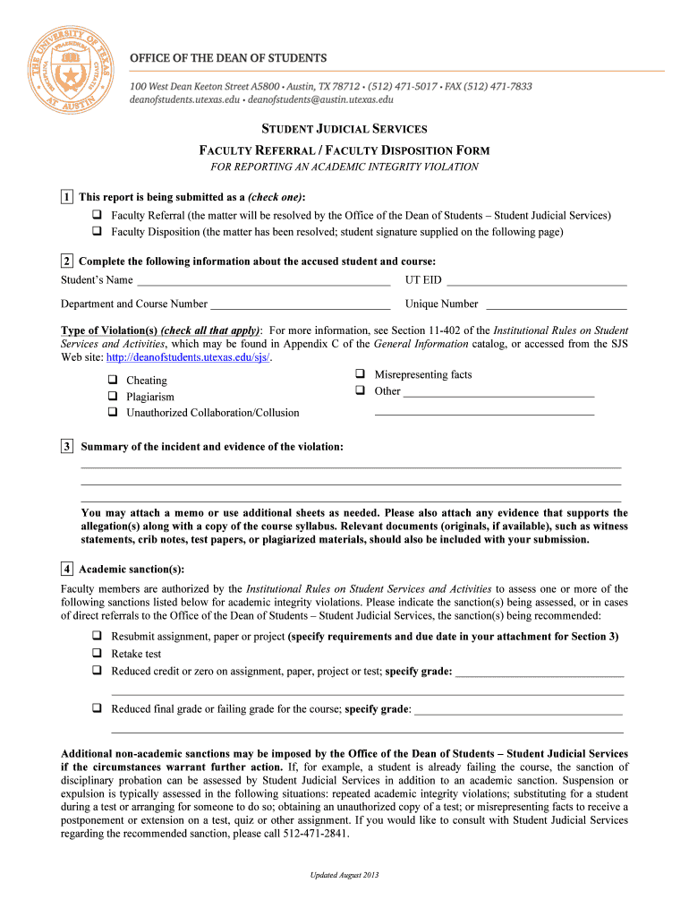Fillable Online Faculty Referral / Faculty Disposition Form for ...