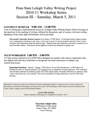 Fillable Online www2 lv psu Penn State Lehigh Valley Writing Project ...