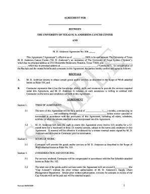 Fillable Online www3 mdanderson Sample Agreement.doc - www3 mdanderson Fax Email Print - pdfFiller