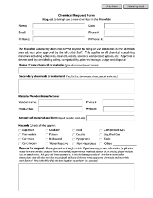 Fillable Online nanofab utah Chemical Request Form - Utah Nanofab Fax ...