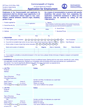 Fillable Online uvaforms virginia Application for Employment - UVa ...