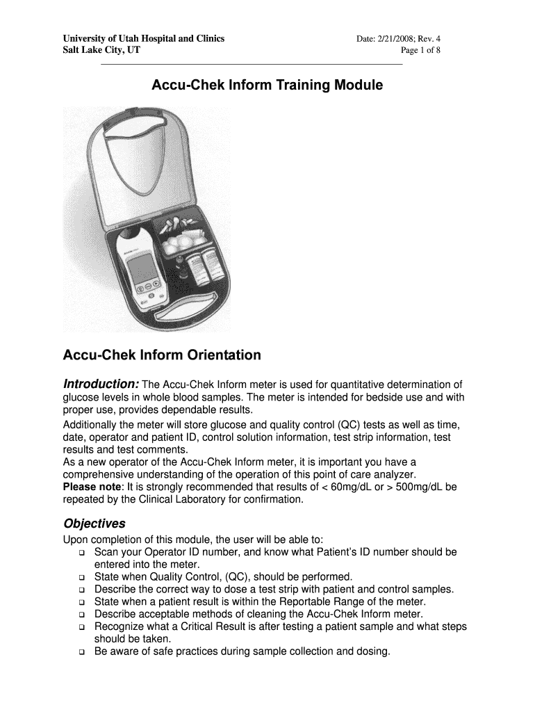 Fillable Online Accu-Chek Inform Training Module Fax Email Print - pdfFiller
