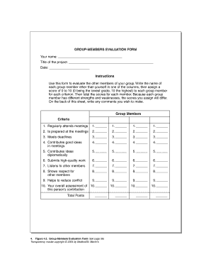 Fillable Online faculty washington GROUP-MEMBERS EVALUATION FORM Your ...